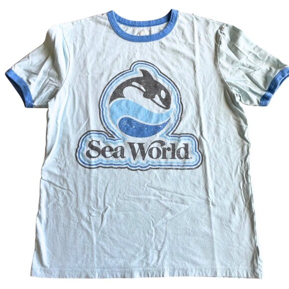 Shirts | Seaworld Ringer Tee Vintage Orca Killer Whale Logo Blue Tshirt ...